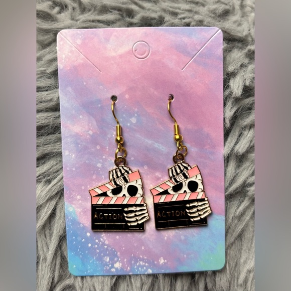 Jewelry | Handmade Earrings Directors Film Clapper Board With Skeletons ...